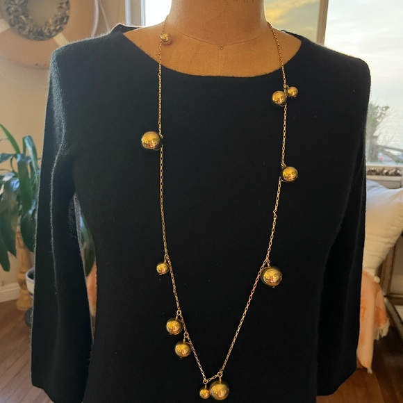 J. Crew | Jewelry | J Crew Gold Tone Cascading Balls Long Statement ...